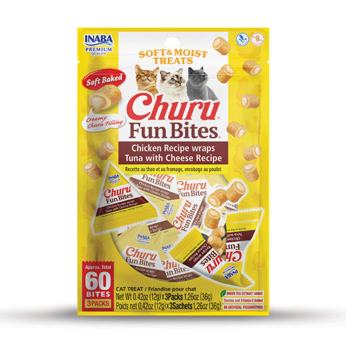 INABA CHURU Fun Bite Chicken Wrap Tuna Cheese Cat Treat 36G – ADS Pet Store