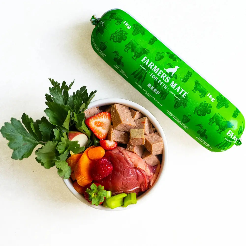 Farmers Mate For Pets Beef Roll Fresh Dog Food 2KG – ADS Pet Store